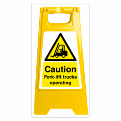 Caution Fork lift trucks operating sign – Ref: w903 – Safety Sign Warehouse
