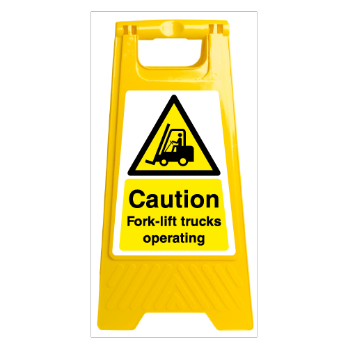 Caution Fork lift trucks operating sign – Ref: w903 – Safety Sign Warehouse