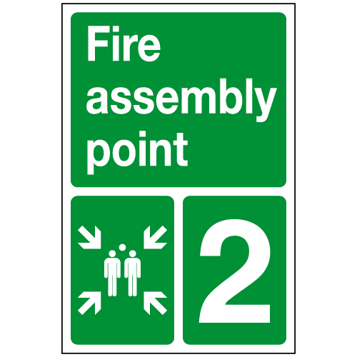 Fire assembly point 2 (portrait) sign – Ref: ap2-2 – Safety Sign Warehouse