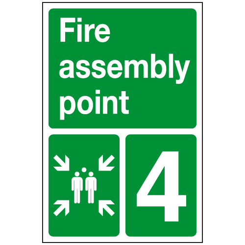 Fire assembly point 4 (portrait) sign – Ref: ap2-4 – Safety Sign Warehouse