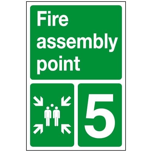 Fire assembly point 5 (portrait) sign – Ref: ap2-5 – Safety Sign Warehouse