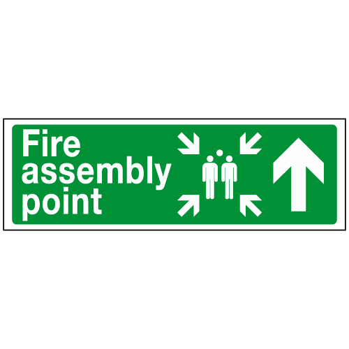 Fire assembly point arrow UP sign – Ref: ap5 – Safety Sign Warehouse