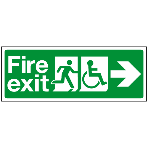 Fire exit wheelchair RIGHT sign – Ref: dsc16 – Safety Sign Warehouse
