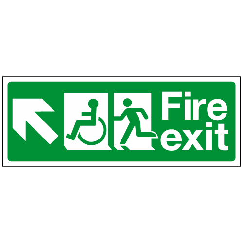Fire exit wheelchair UP LEFT sign – Ref: dsc20 – Safety Sign Warehouse