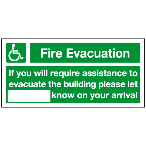 Fire evacuation with blank area sign – Ref: dsc26 – Safety Sign Warehouse