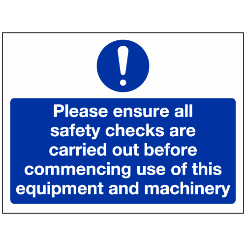 Please ensure all safety checks are carried out before commencing use ...