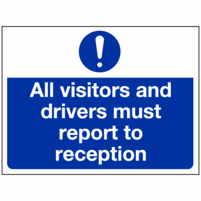All visitors must report to reception arrow right sign – Ref: ms380 ...
