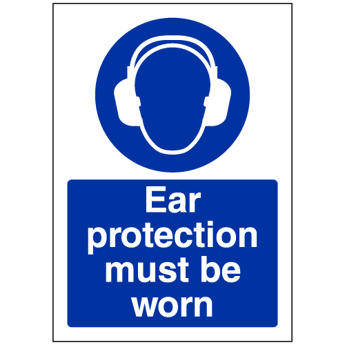 Ear protection must be worn sign – Ref: ms67 – Safety Sign Warehouse