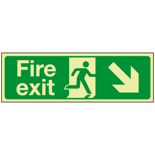 GITD Fire Exit arrow Down Right sign – ref: s30 – Safety Sign Warehouse