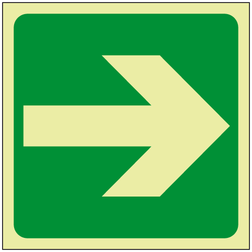 GITD Green Straight arrow symbol sign – Ref: pl72 – Safety Sign Warehouse