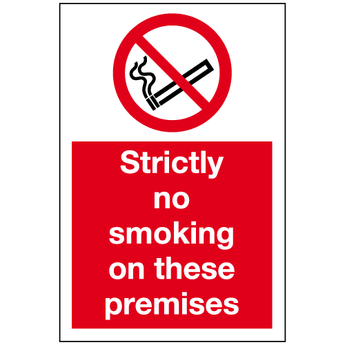 Strictly no smoking on these premises sign – Ref: ps130 – Safety Sign ...