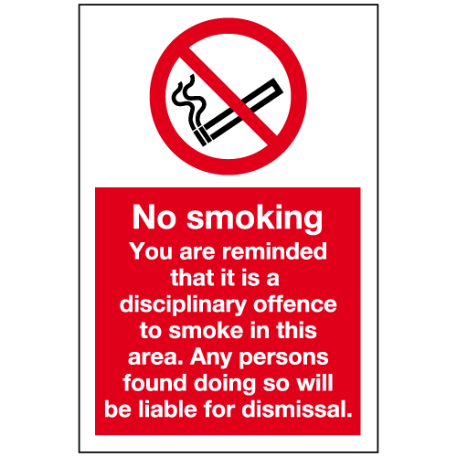 No Smoking Disciplinary offence sign – Ref: ps259 – Safety Sign Warehouse