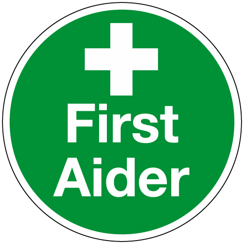 First aider Stickers (5 per pack) – Ref: sc400 – Safety Sign Warehouse