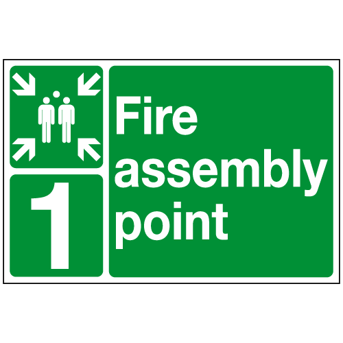 Fire assembly point 1 identification sign – Ref: sc644 – Safety Sign ...