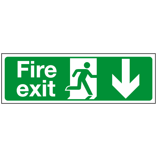 Fire exit arrow DOWN sign – Ref: sc664 – Safety Sign Warehouse