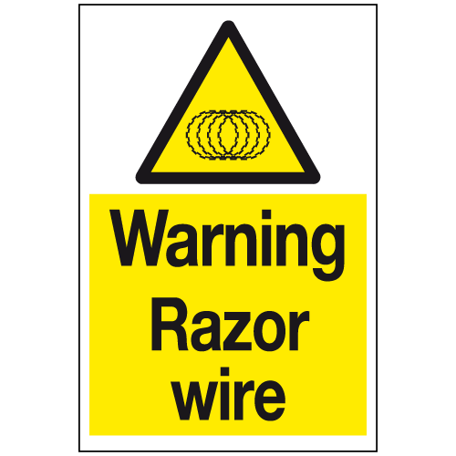 Warning razor wire sign – Ref: sl24 – Safety Sign Warehouse