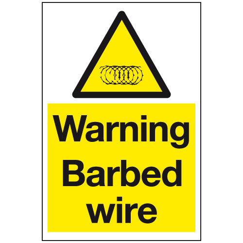 Warning barbed wire sign – Ref: sl25 – Safety Sign Warehouse