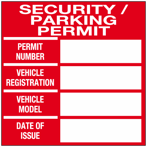 Security parking permit sticker sign – Ref: spp1 – Safety Sign Warehouse