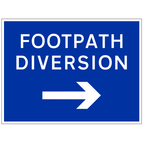 Footpath Diversion (arrow right) sign – Ref: tc48 – Safety Sign Warehouse