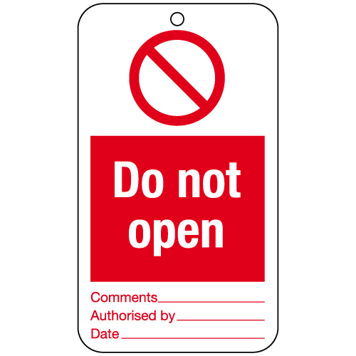 Do not open tie tag sign – Ref: tt766 – Safety Sign Warehouse