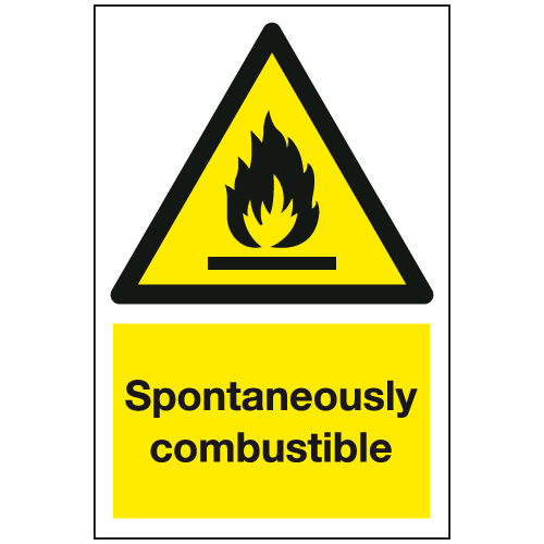 Spontaneously combustible sign – Ref: wm7 – Safety Sign Warehouse