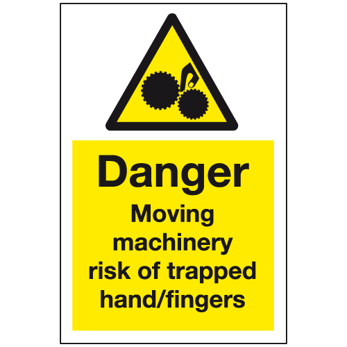 Danger moving machinery risk of trapped hand fingers sign – Ref: ws360 ...
