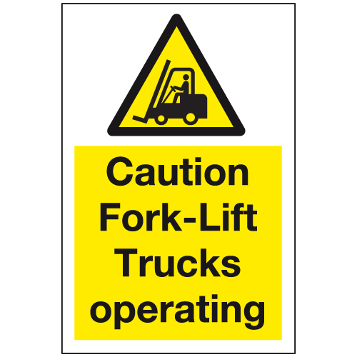 Caution fork lift trucks operating sign – Ref: ws525 – Safety Sign ...