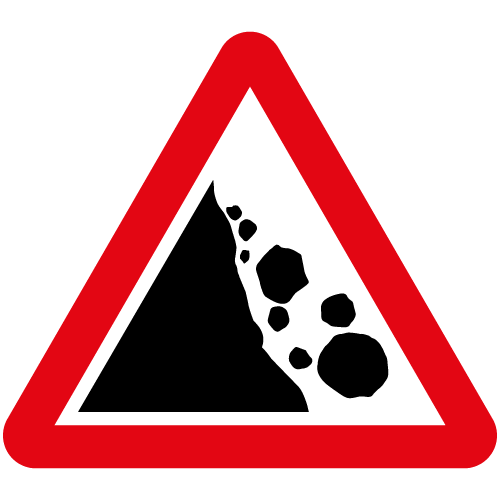 Risk of Falling or Fallen Rocks (Nearside) Ahead Sign – Ref: diag 559 ...