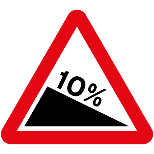 Steep Hill Downwards Ahead Sign – Ref: diag 523.1 – Safety Sign Warehouse