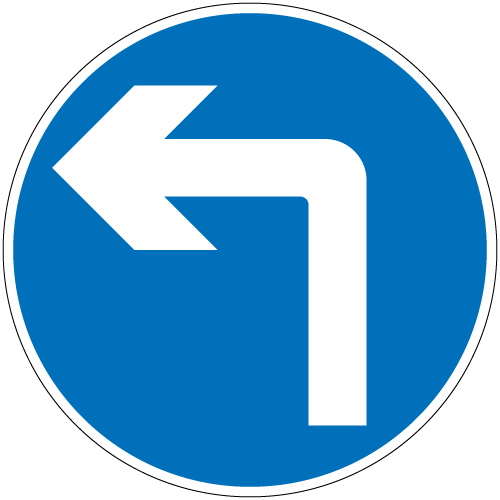 Turn Left Ahead sign – Ref: diag 609 – Safety Sign Warehouse