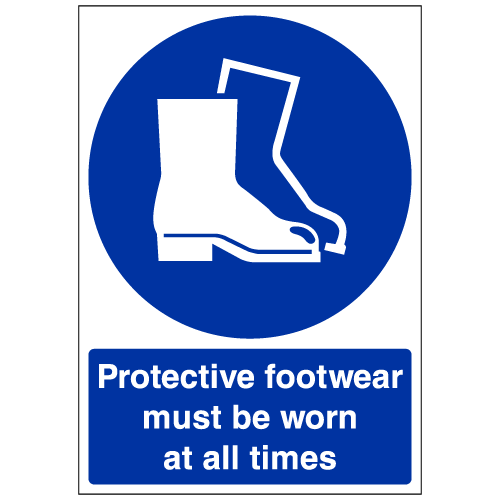 Protective footwear must be worn at all times sign – Ref: m21 – Safety ...