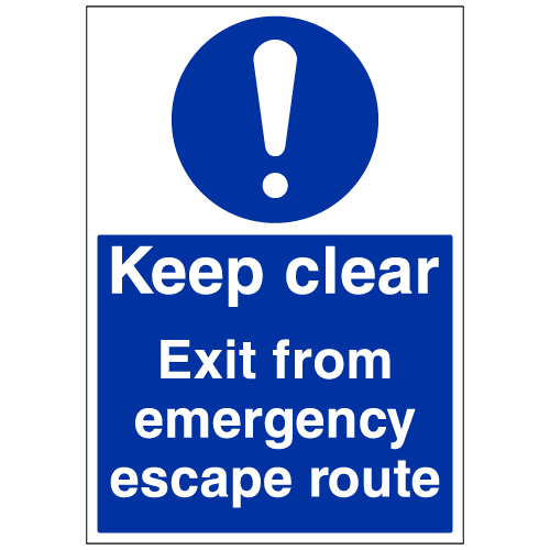 Keep clear Exit from emergency escape route sign – Ref: m29 – Safety ...