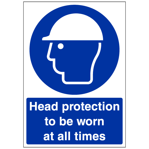 Head protection to be worn at all times sign – Ref: m3 – Safety Sign ...