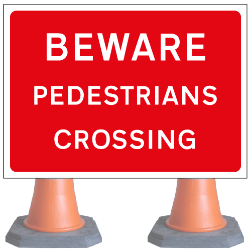 Beware Pedestrians Crossing cone sign – cns98 (cone sold separately ...