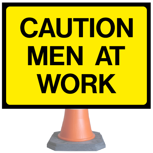 Caution Men at work cone sign – cns27 (cone sold separately) – Safety ...