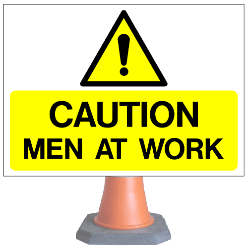 Caution Men at work cone sign – cns85 (cone sold separately) – Safety ...