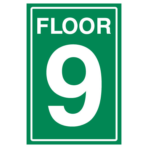Floor 9 Green sign – Ref: st76 – Safety Sign Warehouse