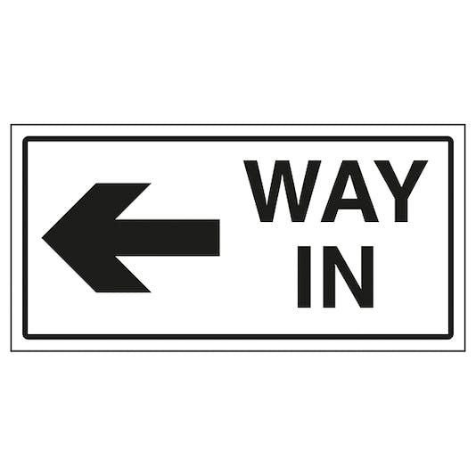 Way In (Arrow Left) sign – Ref: st55 – Safety Sign Warehouse