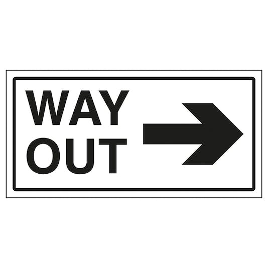 Way Out (Arrow Right) sign – Ref: st53 – Safety Sign Warehouse
