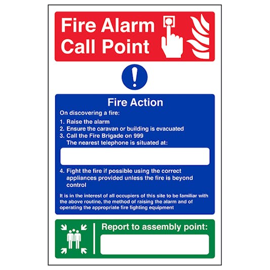 Caravan Site Fire Action Assembly Point sign – Ref: fan18 – Safety Sign ...