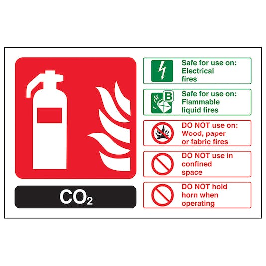 CO2 fire extinguisher sign – Landscape – Ref: fe11 – Safety Sign Warehouse