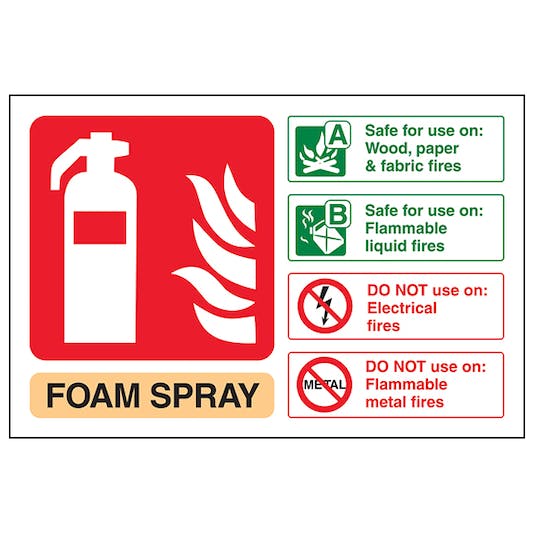 Foam Spray fire extinguisher sign – Landscape – Ref: fe13 – Safety Sign ...