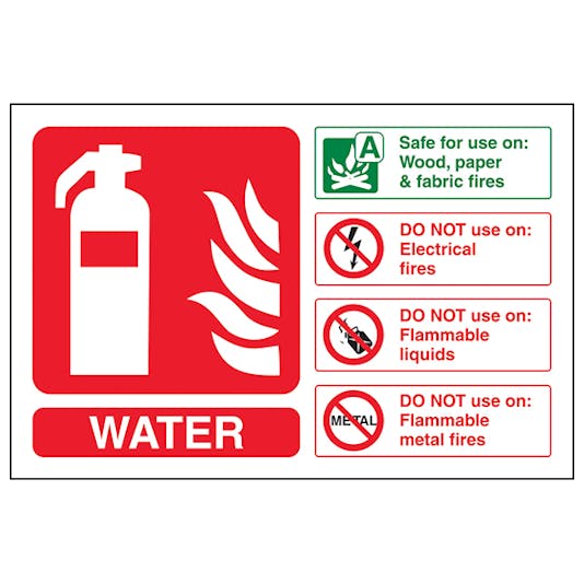 Water fire extinguisher sign – Landscape – Ref: fe17 – Safety Sign ...