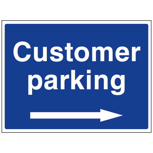 Customer Parking (arrow right) sign – Ref: cp61 – Safety Sign Warehouse