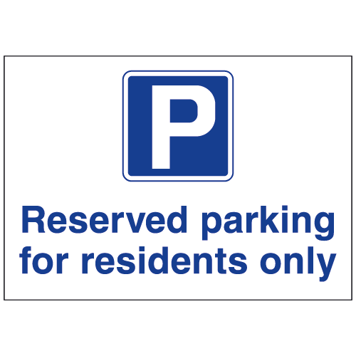 Reserved parking for residents only sign – Ref: cp64 – Safety Sign ...