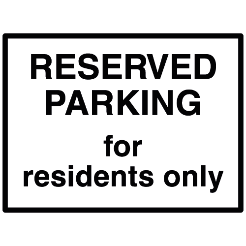 Reserved parking for residents only sign – Ref: cp65 – Safety Sign ...