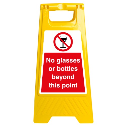No Glasses or Bottles Beyond This Point Yellow sign – Ref: w892 ...