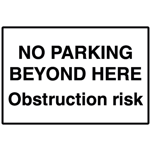 No parking beyond here Obstruction risk sign – Ref: tr5 – Safety Sign ...