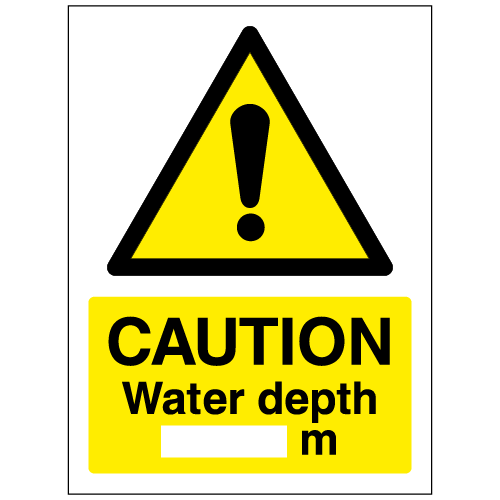 Caution Water Depth sign – Ref: ps24 – Safety Sign Warehouse