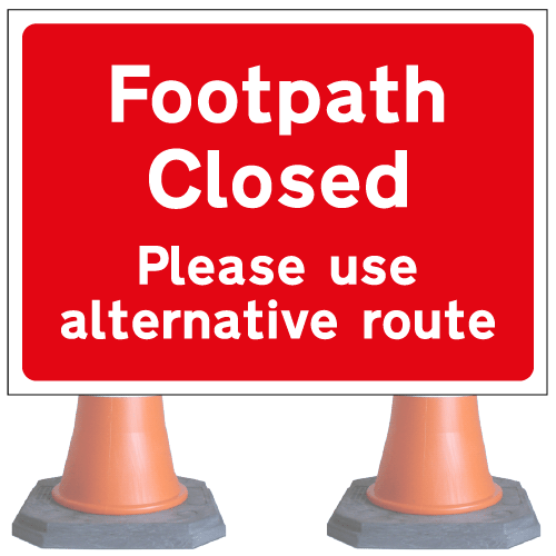 Footpath Closed Use alternative Route cone sign – cns 56 (cone sold ...